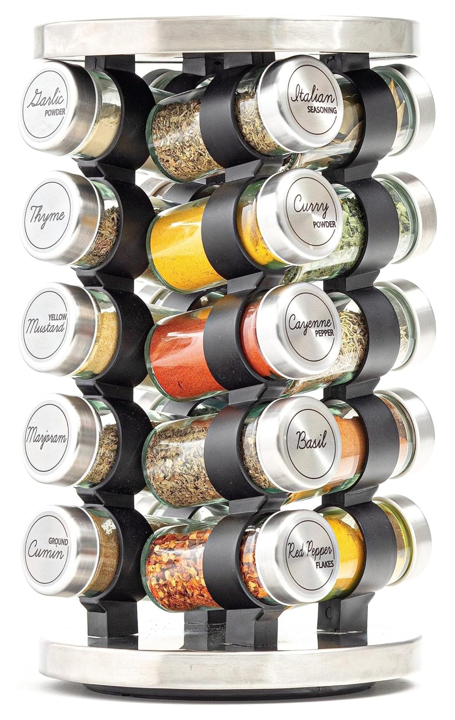 20 Jar Stainless Steel Rotating Spice Rack - Walmart.com