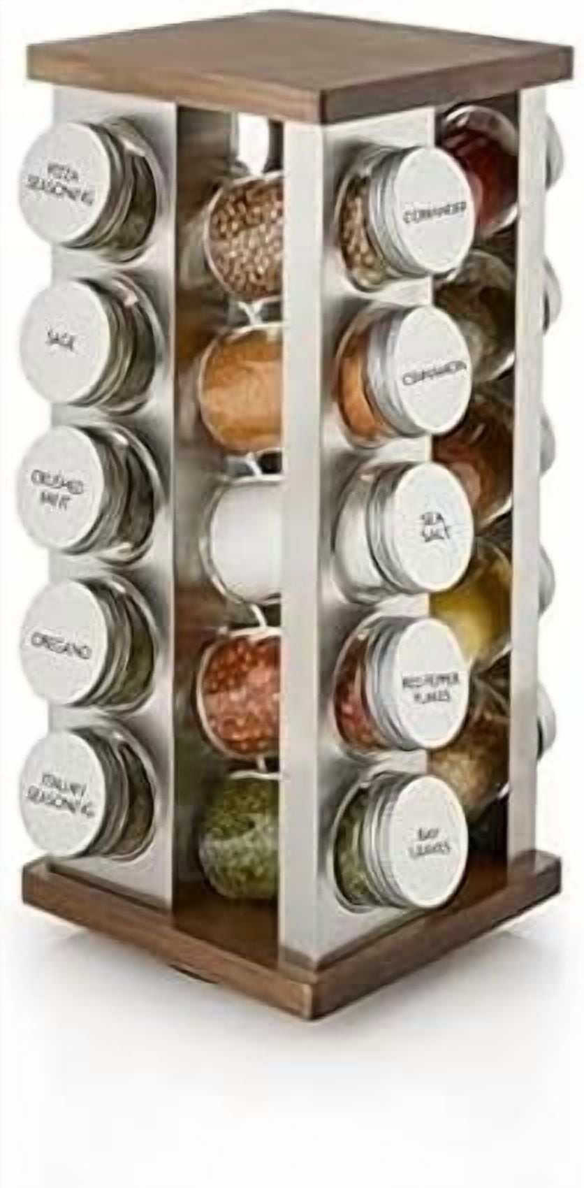 20 Jar Vintage Revolving Countertop Spice Rack Organizer with Spices ...
