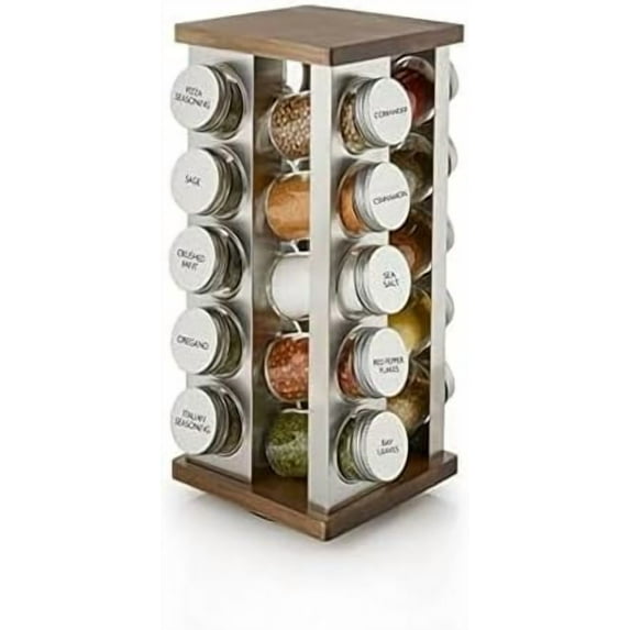 20 Jar Vintage Revolving Countertop Spice Rack Organizer with Spices ...