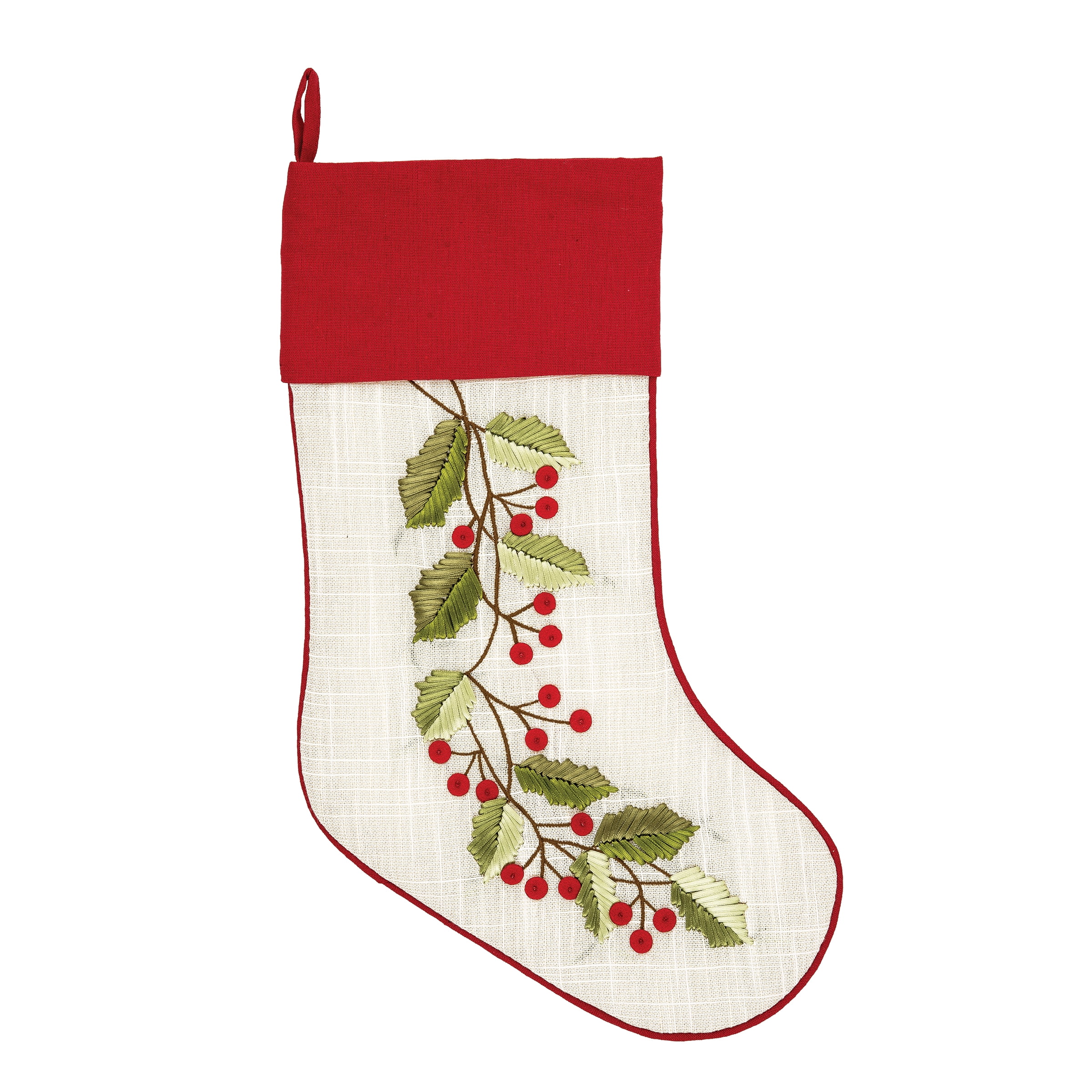 20" Joy Wreath with Red Holly Embroidered Hanging Large Christmas ...