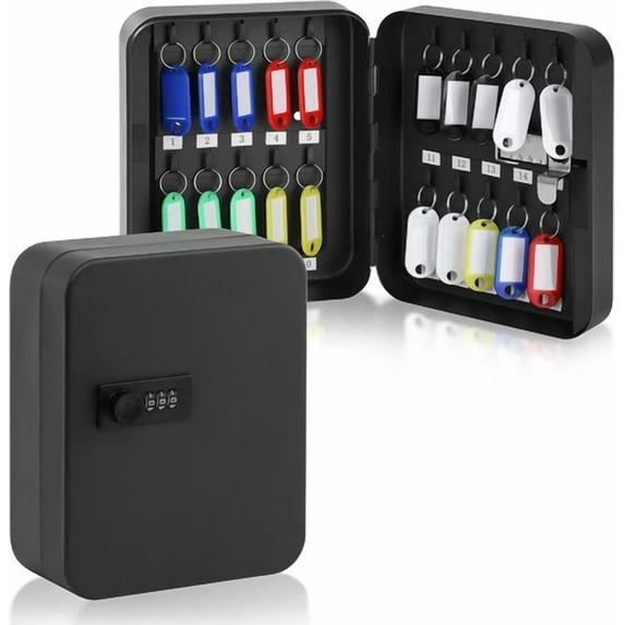 20 Key Storage Lock Box with Code, Key Cabinet Organizer Wall Mount ...