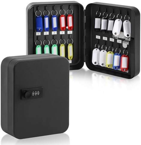 20 Key Storage Lock Box with Code, Key Cabinet Organizer Wall Mount ...