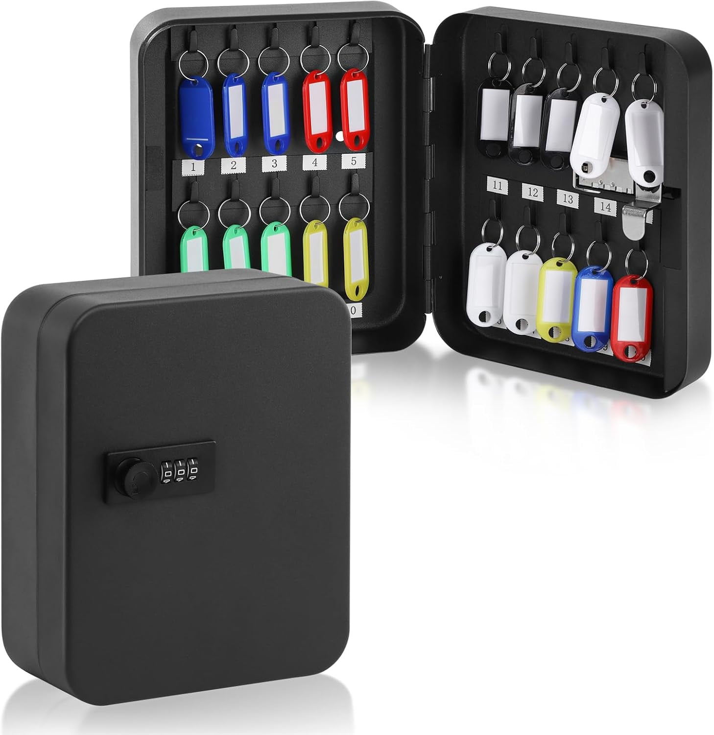 20 Key Storage Lock Box with Code, Key Cabinet Organizer Wall Mount ...