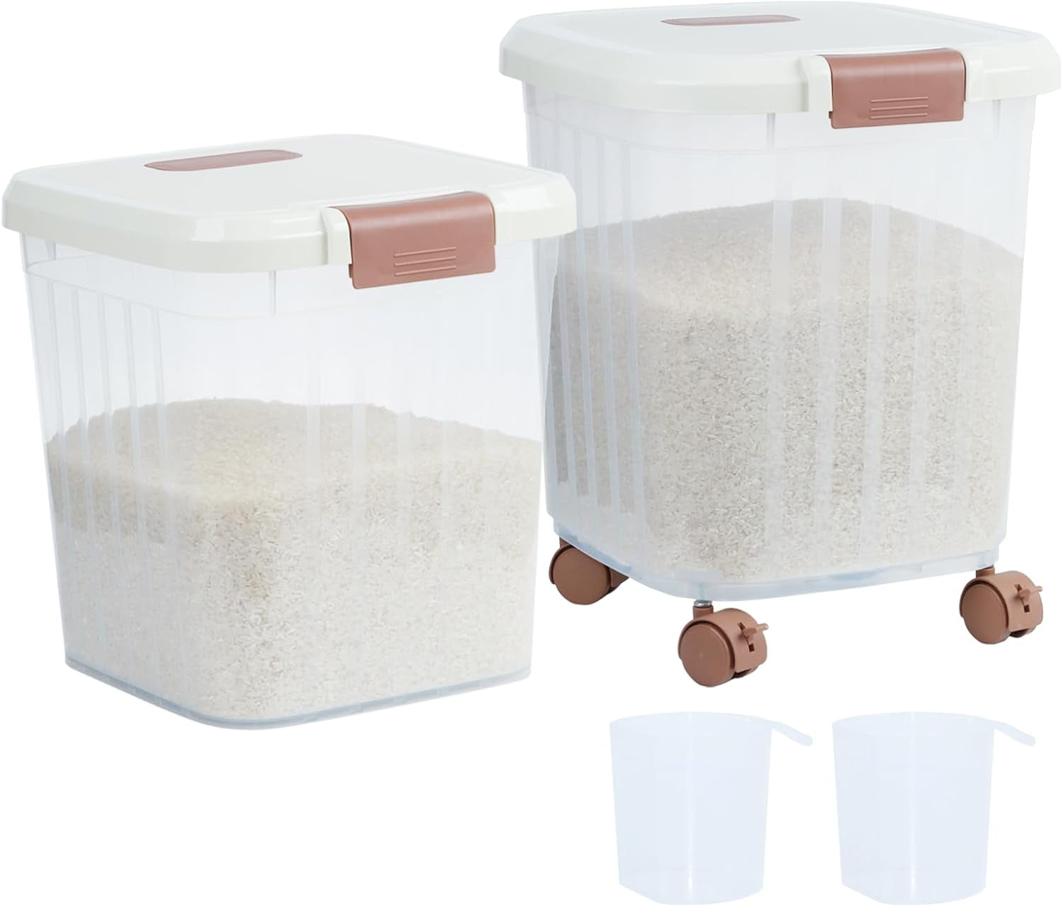 20 LB+30 LB Airtight Flour Rice Storage Container, Airtight Cereal ...
