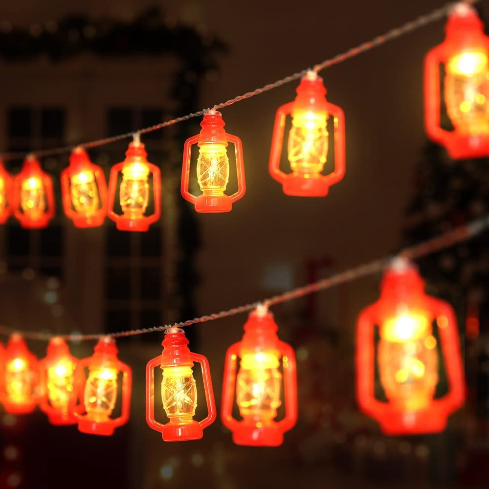 20 LED 10ft Mini Kerosene Fairy Strings Light, Battery Powered Lantern ...