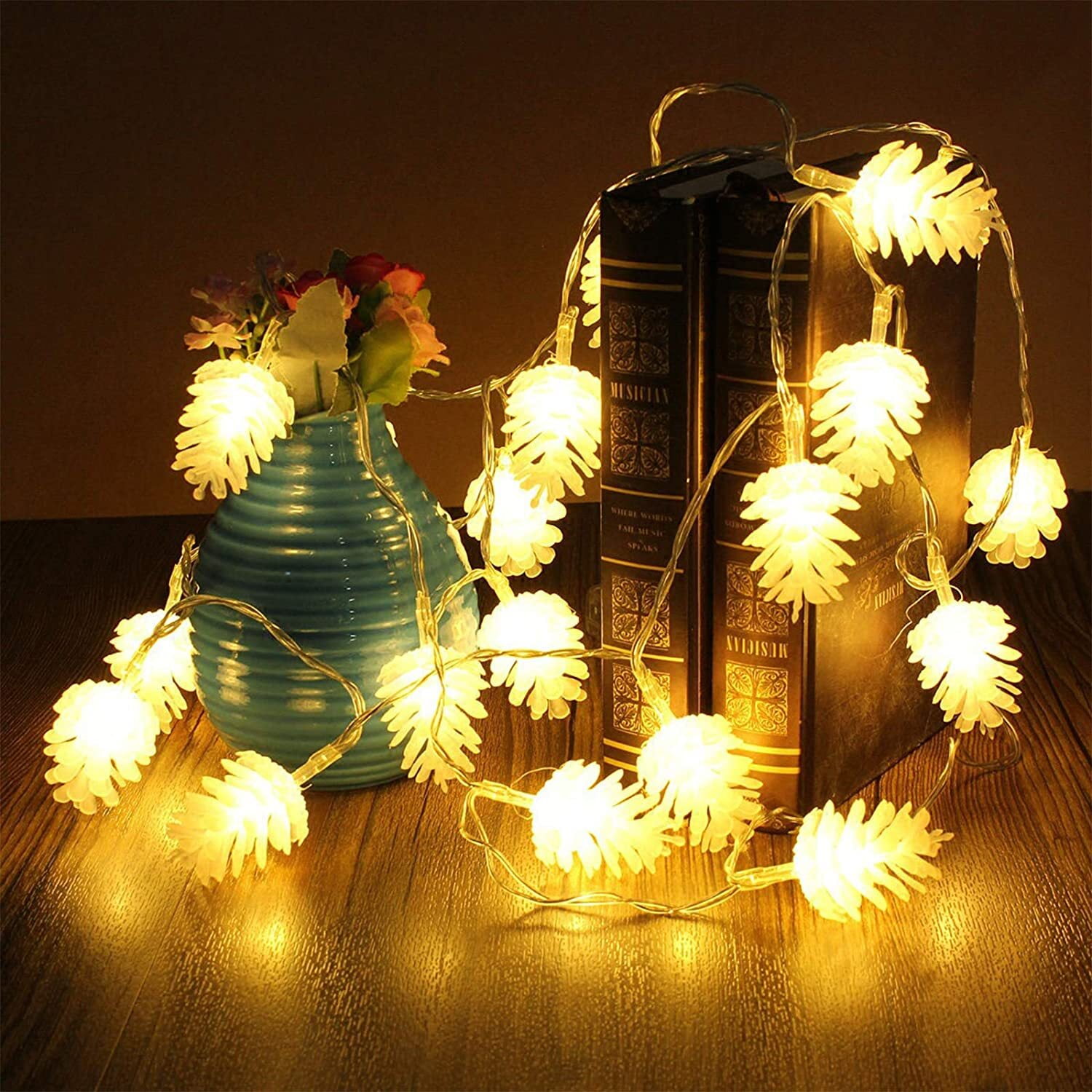 20 LED 9.8 FT Christmas Tree String Lights, Pine Cone Decor for Indoor ...