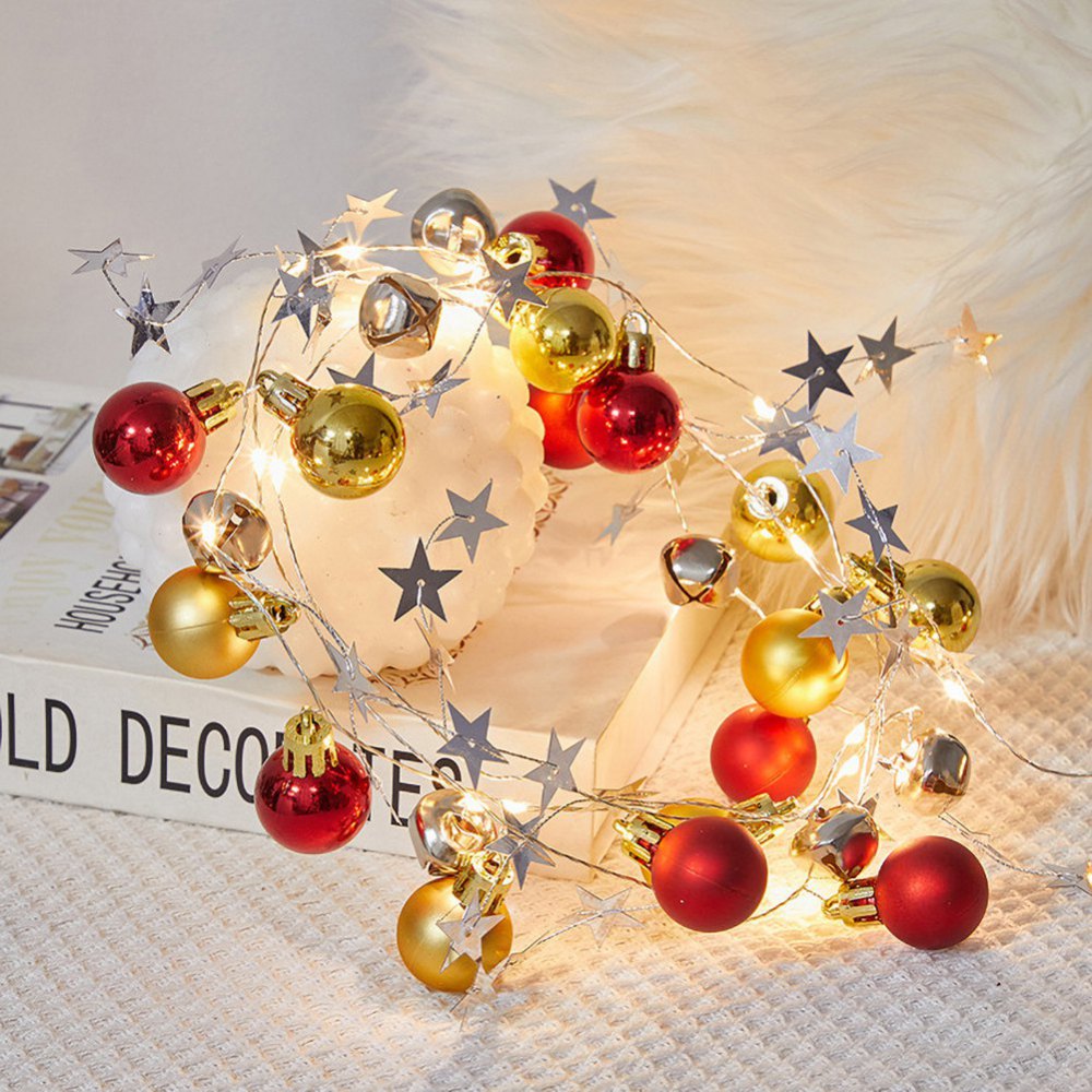 20 LED Christmas String Lights, 7 Ft Pinecone Red Berry Bell Xmas ...