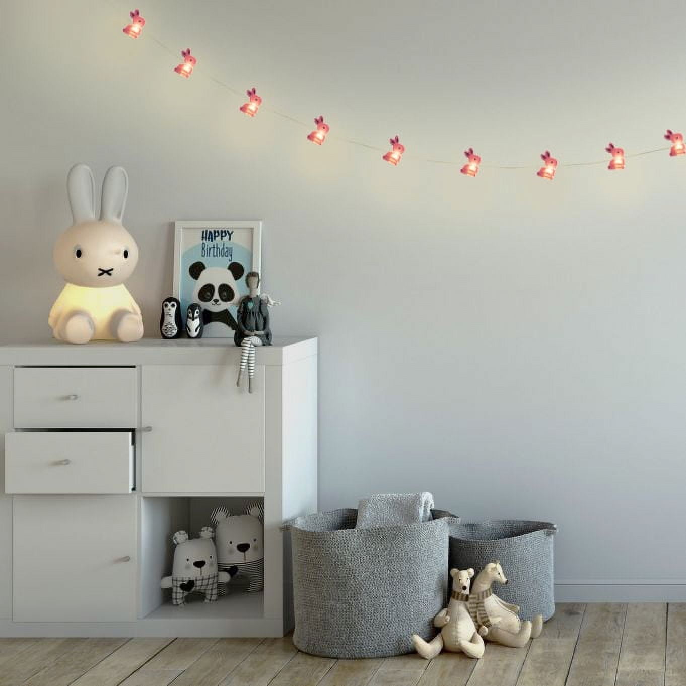 20 LED Easter Bunny Mini LED String Lights Battery Operated Waterproof ...