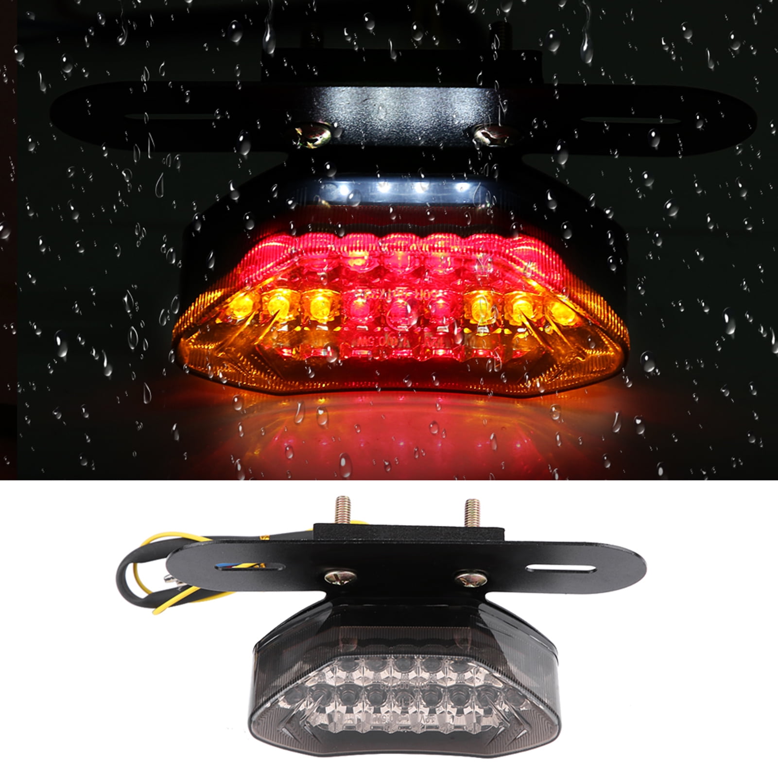 20 LED Smoke Lens Motorcycle Brake Turn Signal Tail Light Rear License ...