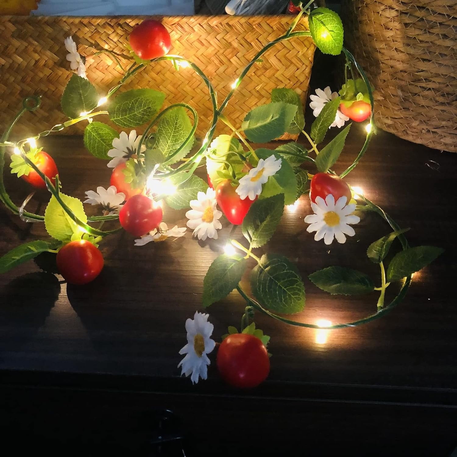 20 LED Strawberry String Lights,Artificial Strawberry Garland Vines ...