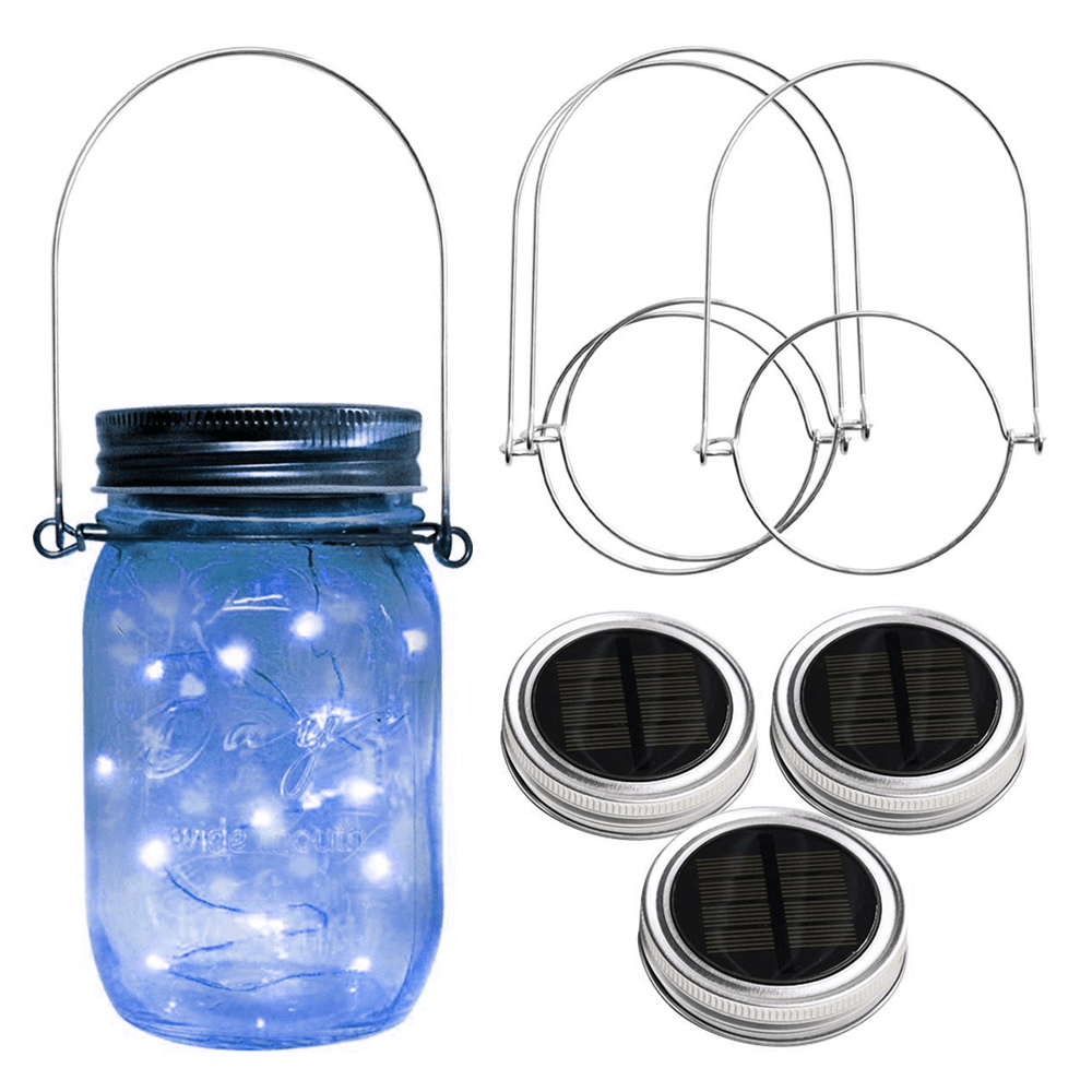 20 LED String Fairy Firefly Jar Lid Lights with Hanger Decor, Terrace ...