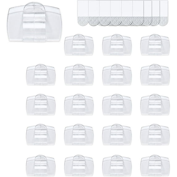 20 Large Clips+28 Strips, Indoor Large Clear Cord Clips with Adhesive ...