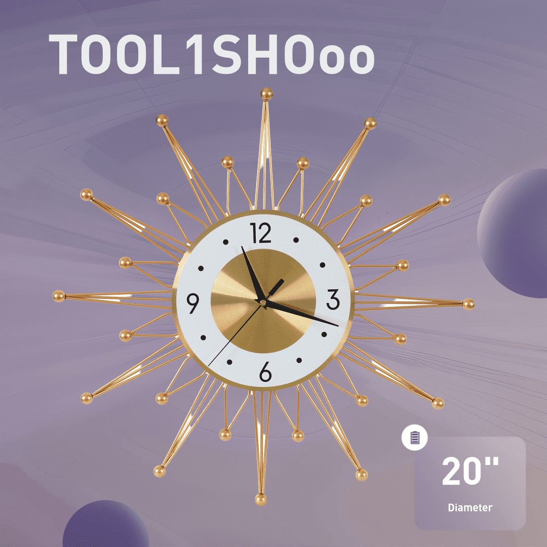 20" Large Gold Wall Clock Modern Sunflower Decorative Wall Clock ...