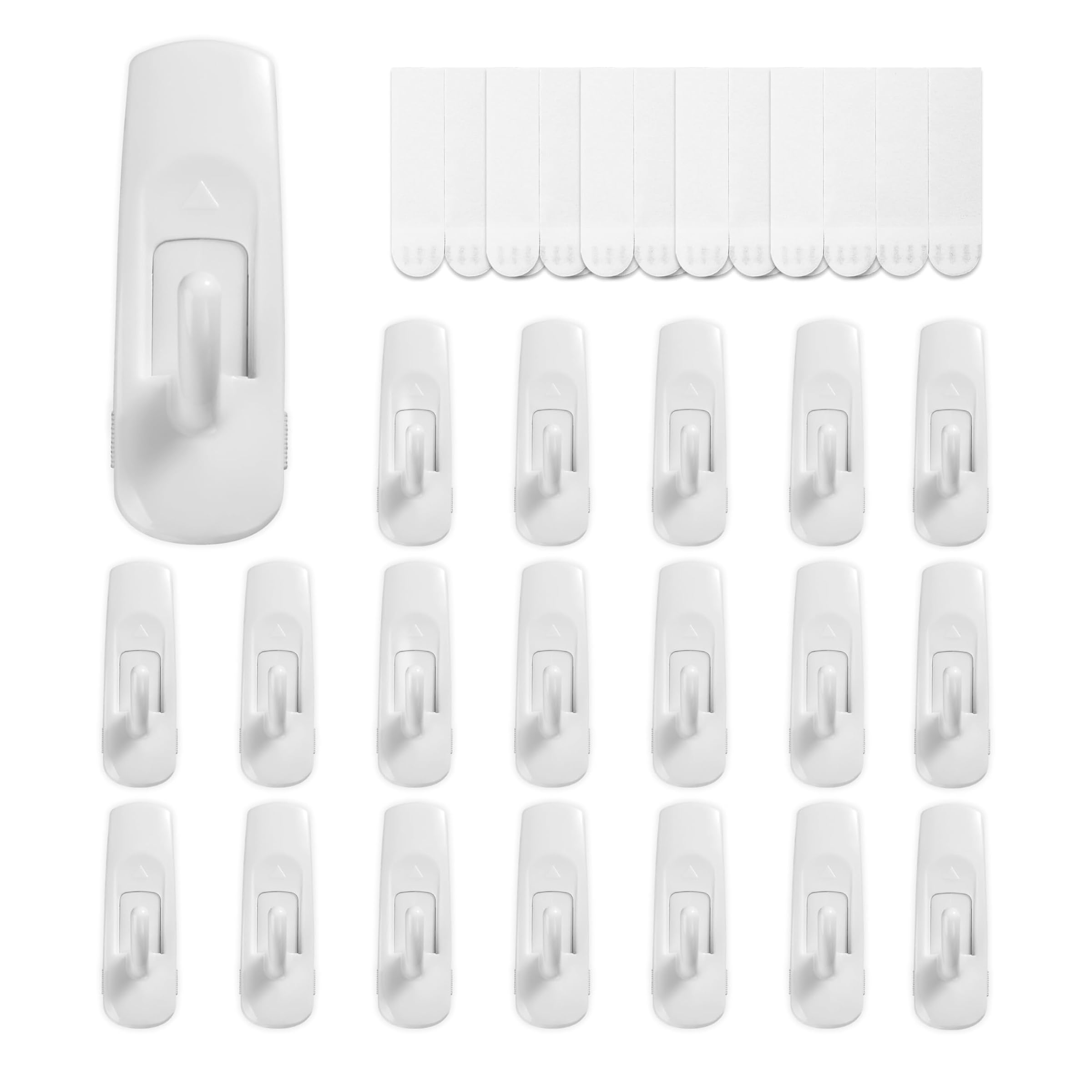 20 Large Hooks+28 Removable Strips, White Utility Hooks, Heavy Duty ...