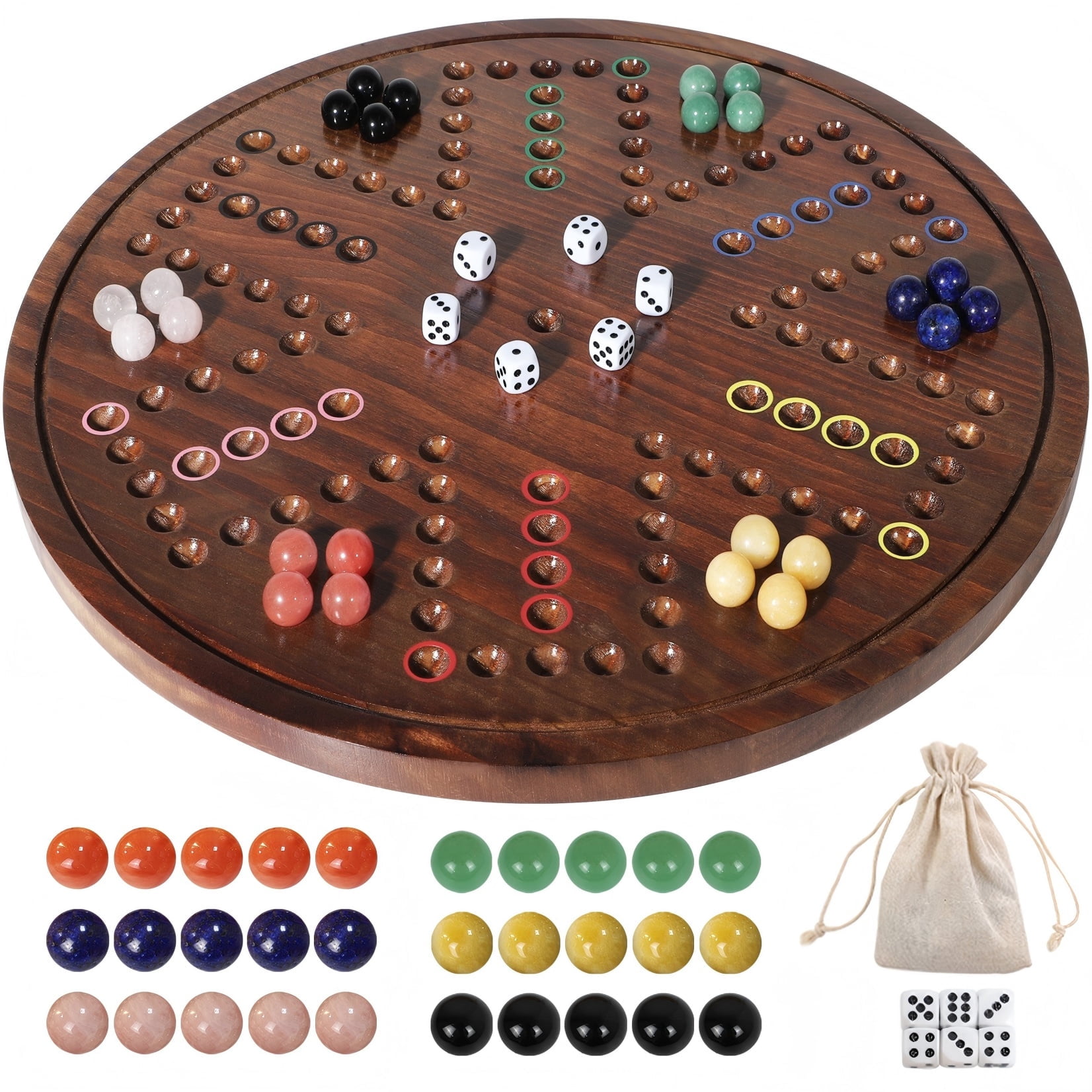 20 in Large Original Marble Game 24 Natural Marbles Wahoo Board Game ...