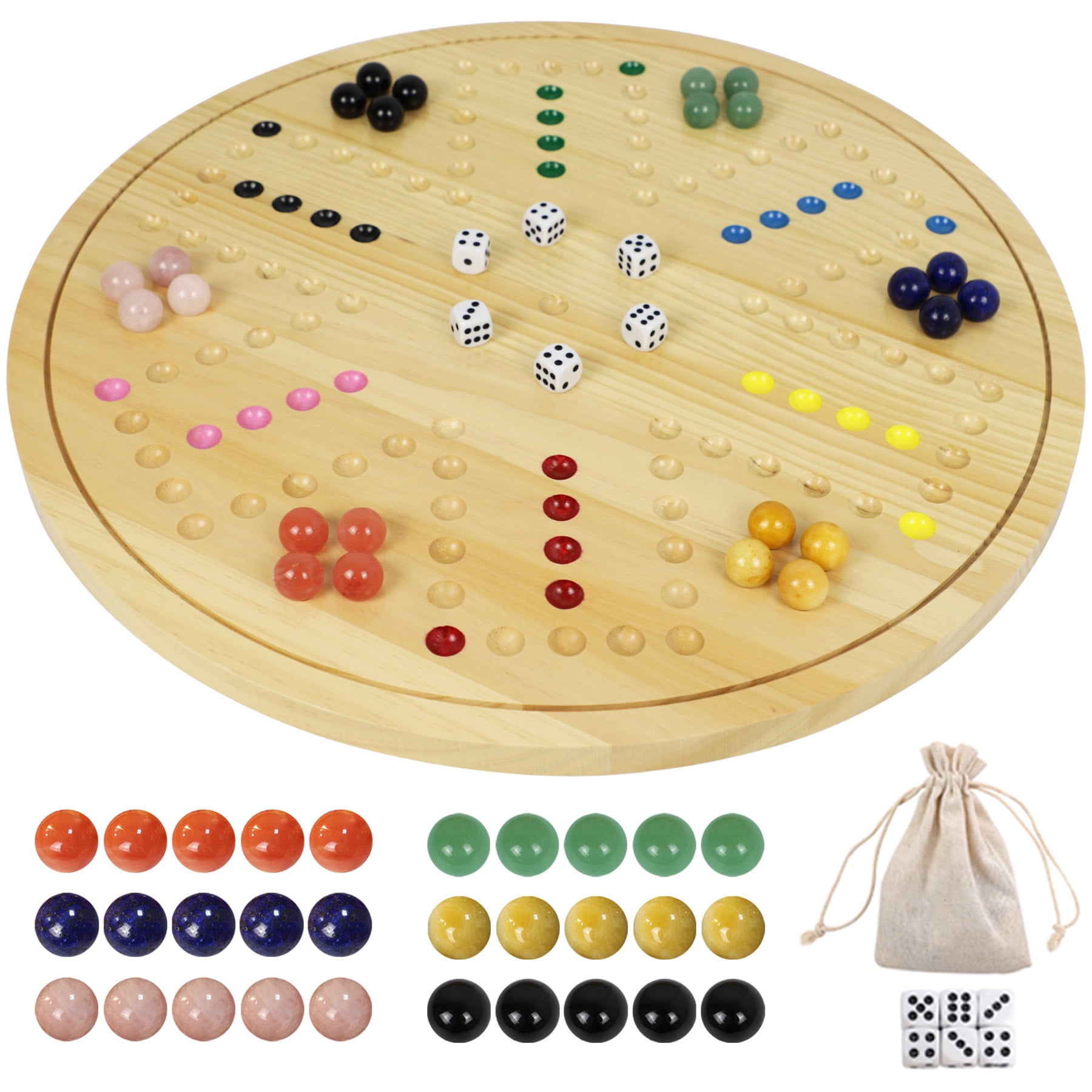 20 in Large Original Marble Game 30 Natural Marbles Wahoo Board Game ...