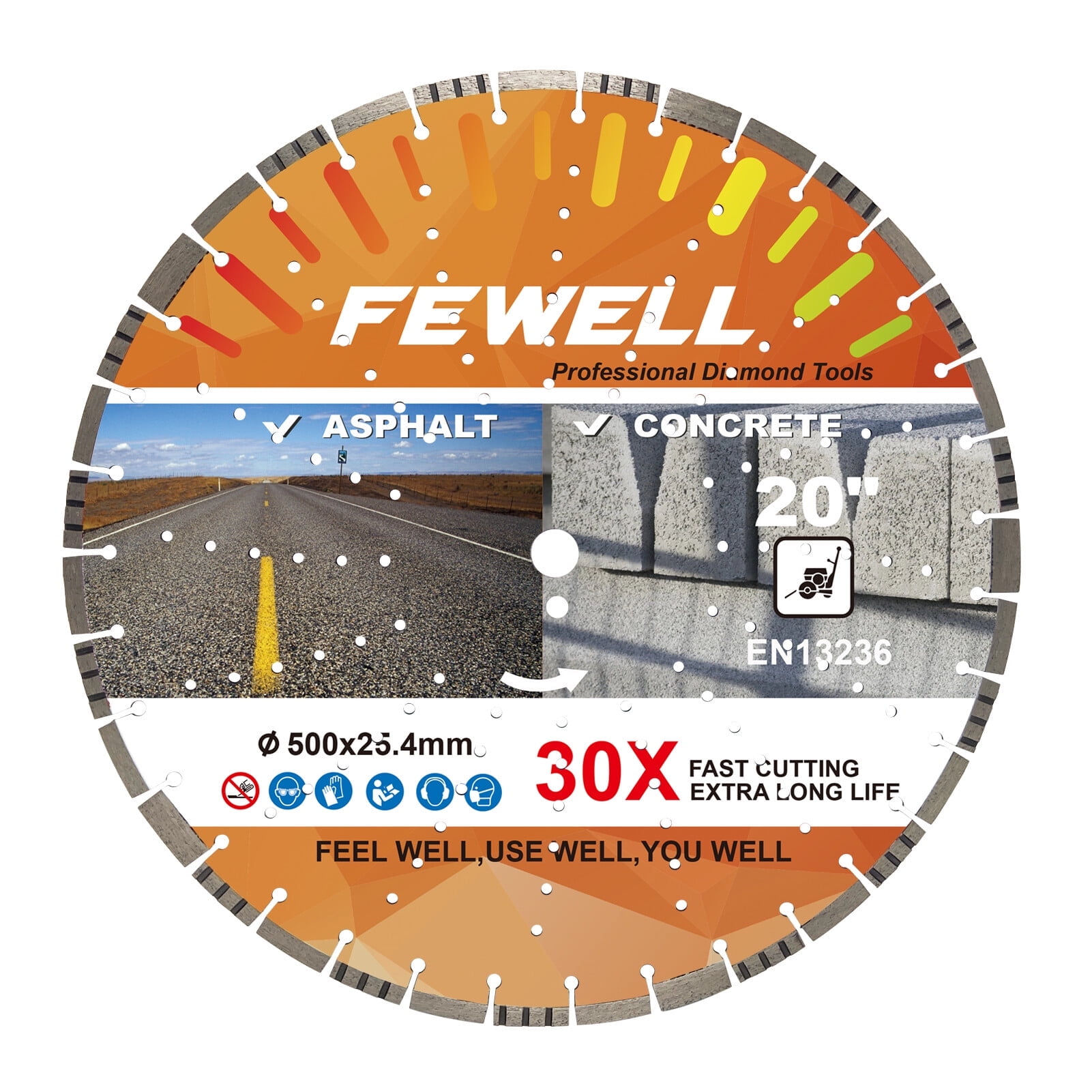 20" Laser-Welded Segmented Diamond Blade,Multi-Purpose for Hard ...