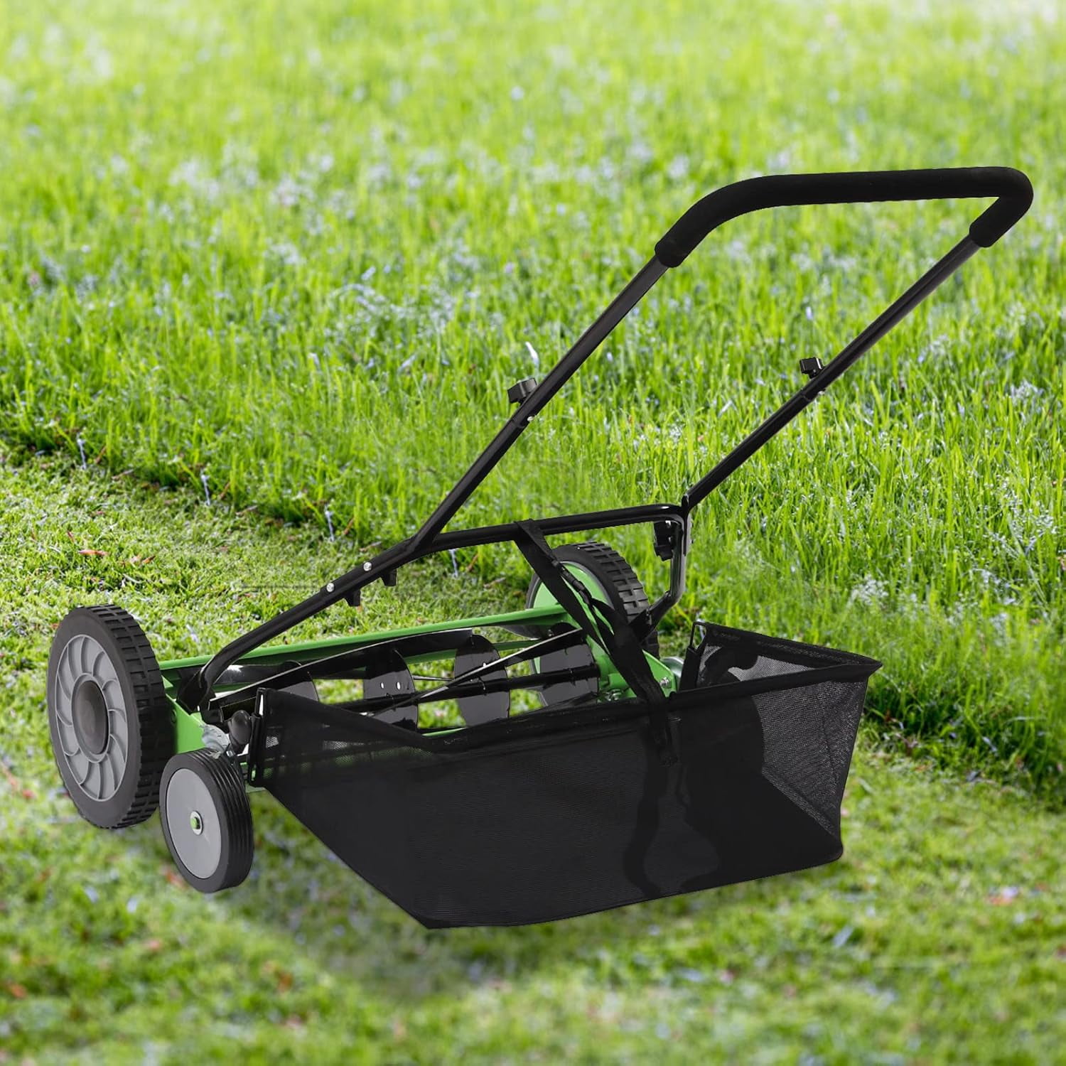 20" Lawn Mower,5-Blade Cordless Manual Reel Lawn Mower, with Grass ...