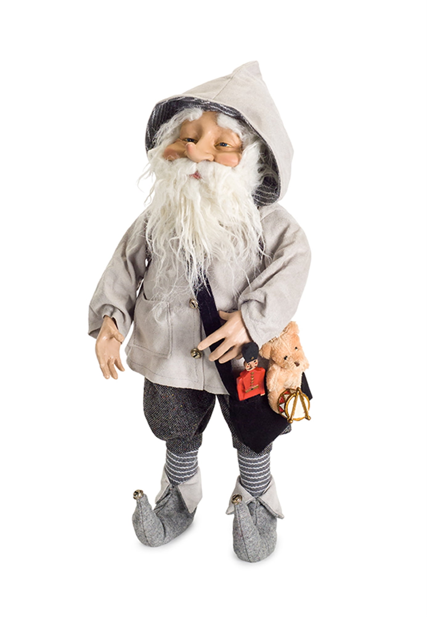 20" Light Gray and White Smiling Yule Man Indoor Christmas Decoration ...