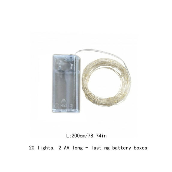 20 Light Long Bright Warm Yellow Light String,2AA Battery Box Model for ...