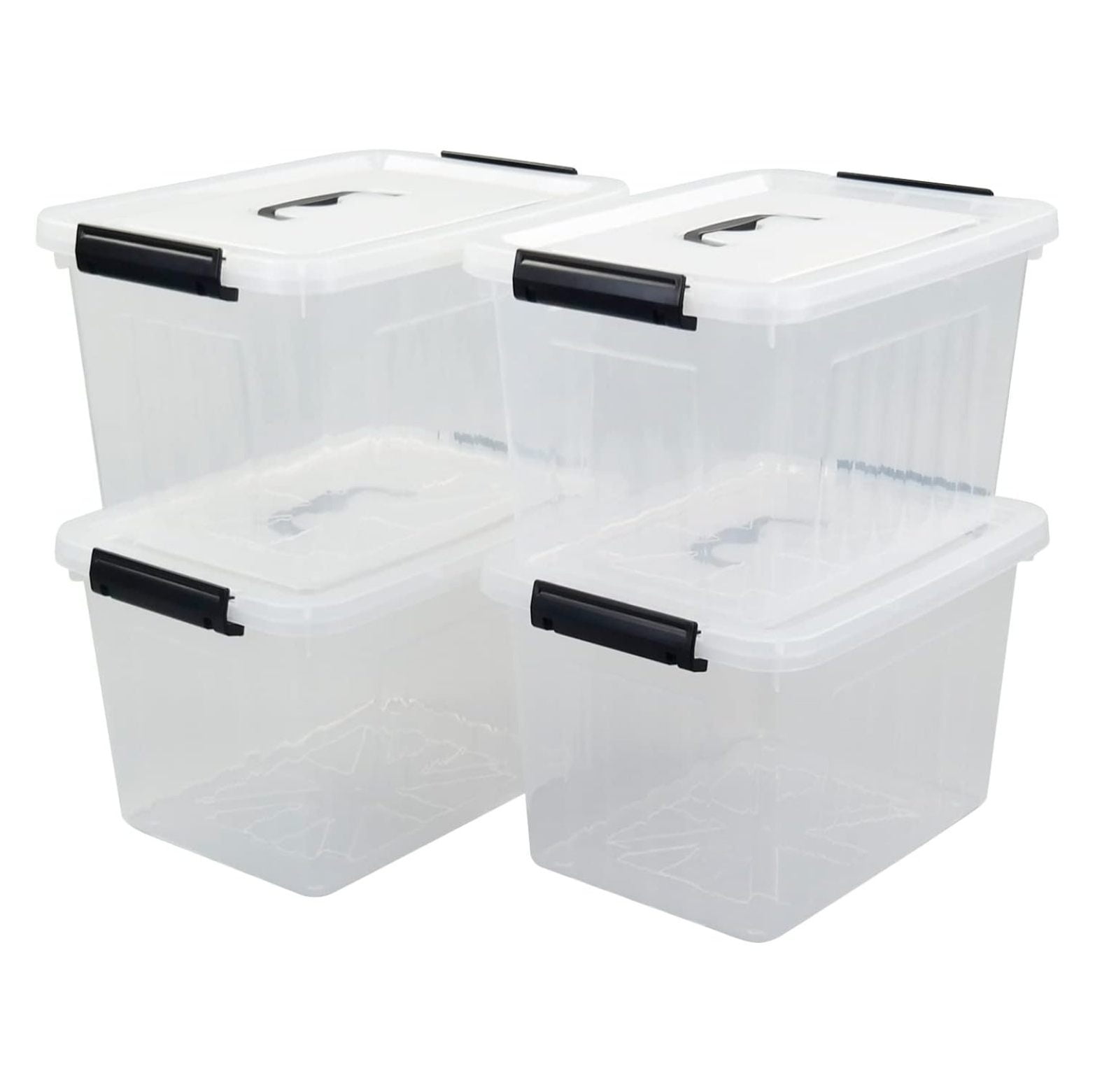 20 Liter Plastic Clear Storage Bins with Handles, Lidded Storage Boxes ...