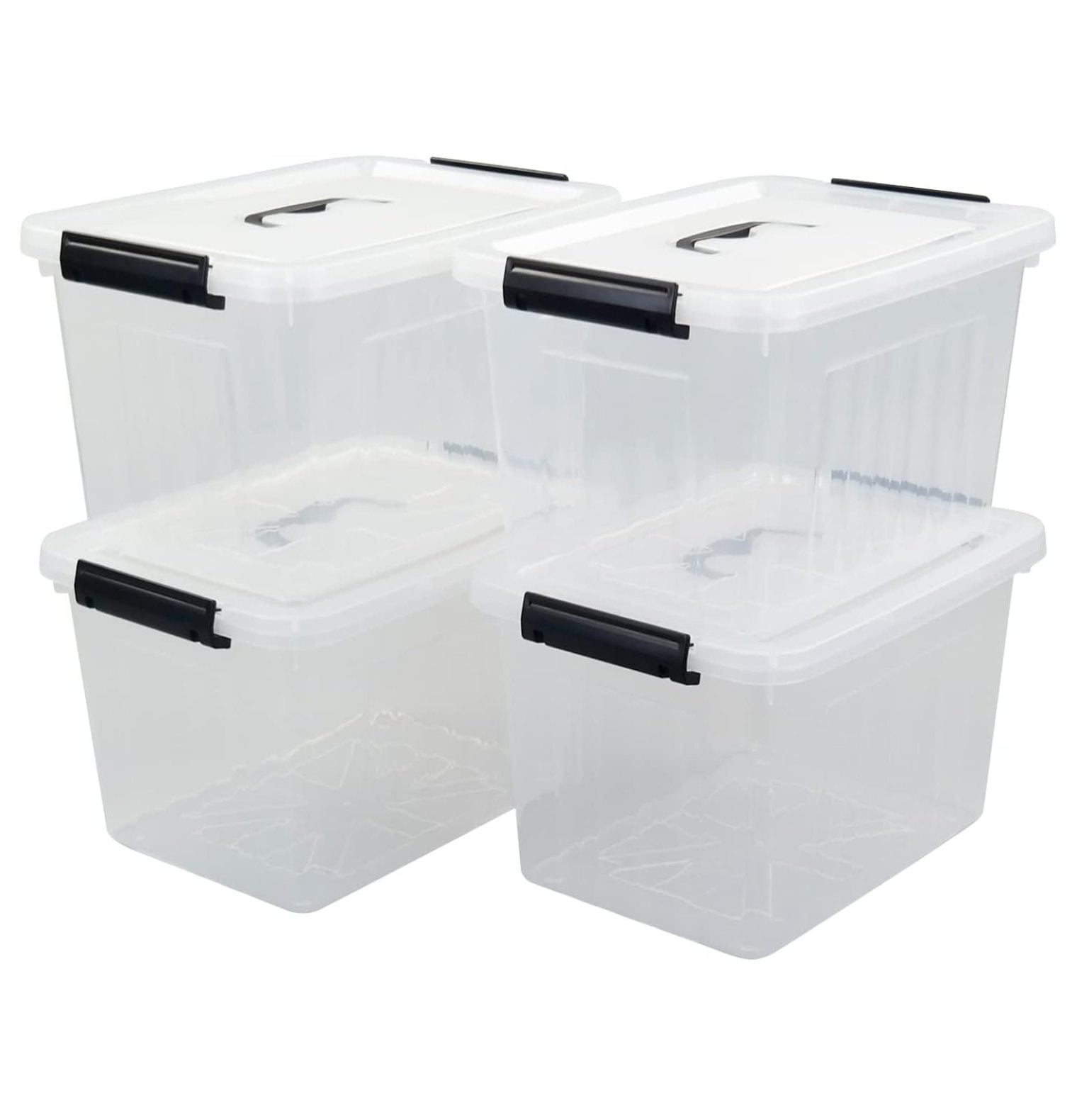 20 Liter Plastic Clear Storage Bins with Handles, Lidded Storage Boxes ...