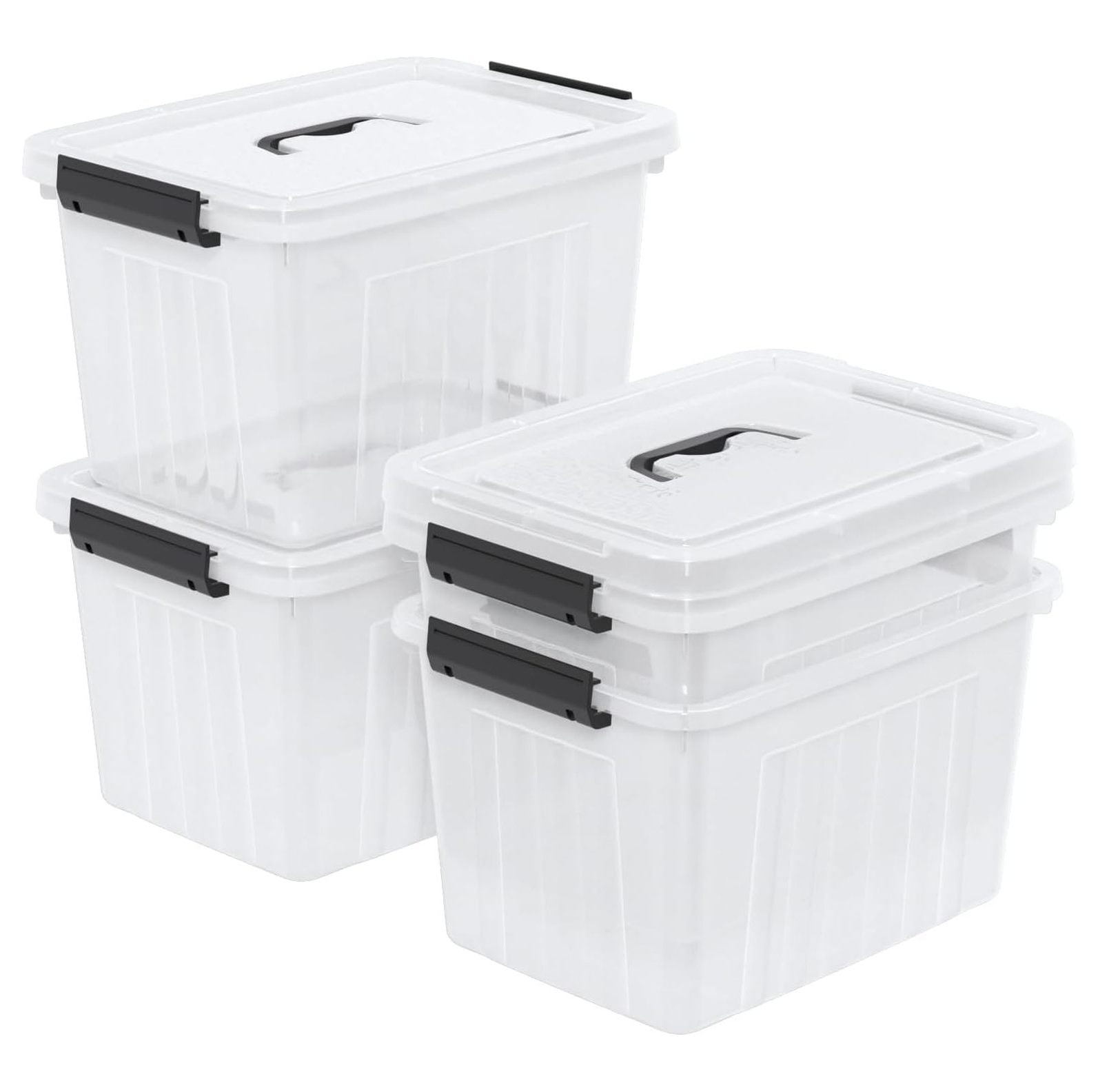 20 Liters Plastic Storage Box, Clear Lidded Boxes with Black Handles ...