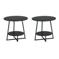 20" Living Room Side Table Set of 2 for Small Spaces, 2 Tier Wood Top ...