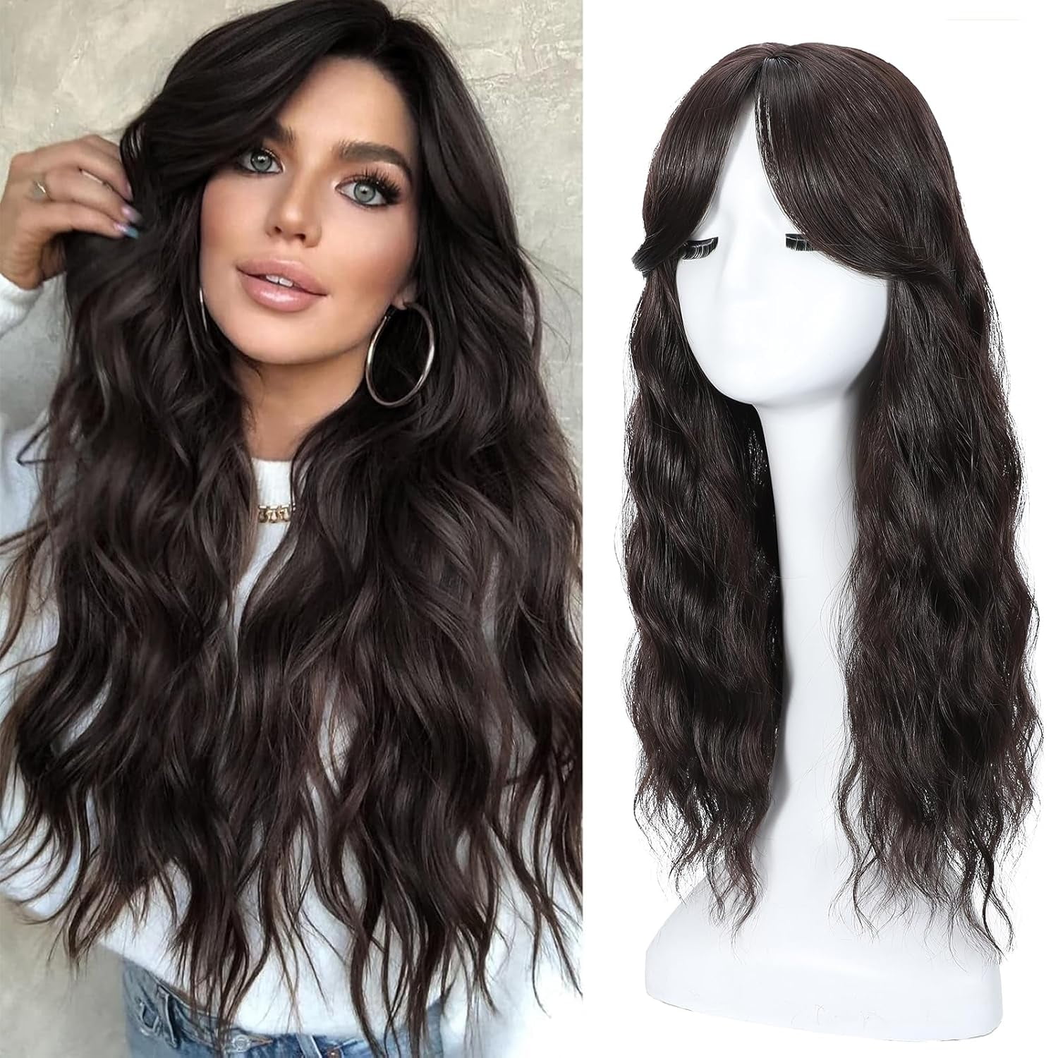 20'' Long Wavy Hair Toppers for Women with Thinning Hair 360° Full ...