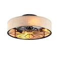 20" Lotus Design Fabric Farmhouse Bladeless Ceiling fan With Remote ...