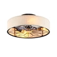 20" Lotus Design Fabric Farmhouse Bladeless Ceiling fan With Remote ...
