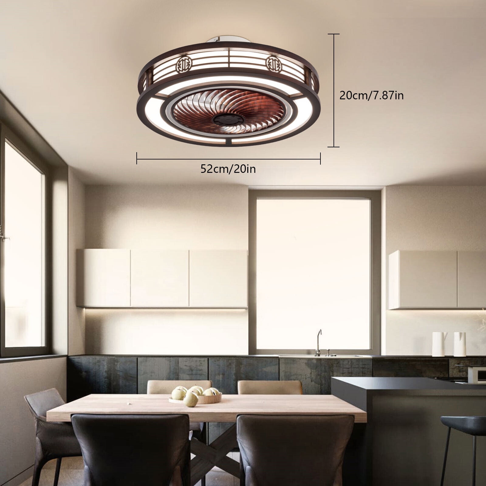 20" Low Profile Ceiling Fan W/Light Remote Control LED Fandelier for ...