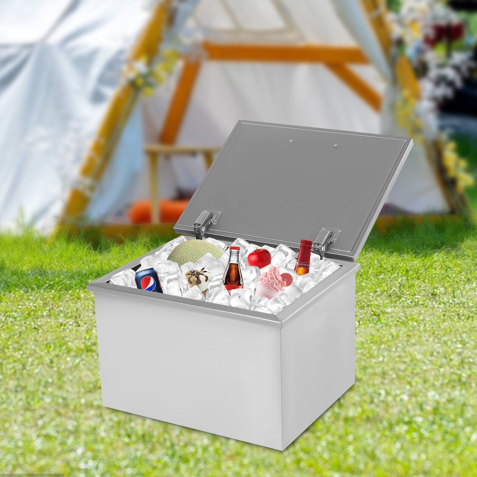 20''Lx16''Wx13''H BBQ Island Stainless Steel Drop in Ice Chest Cooler ...