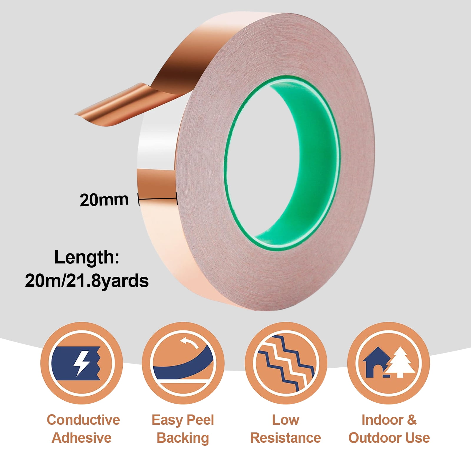 20 M Copper Foil Tape,Copper Repellent Foil Tape Barrier Tape ...