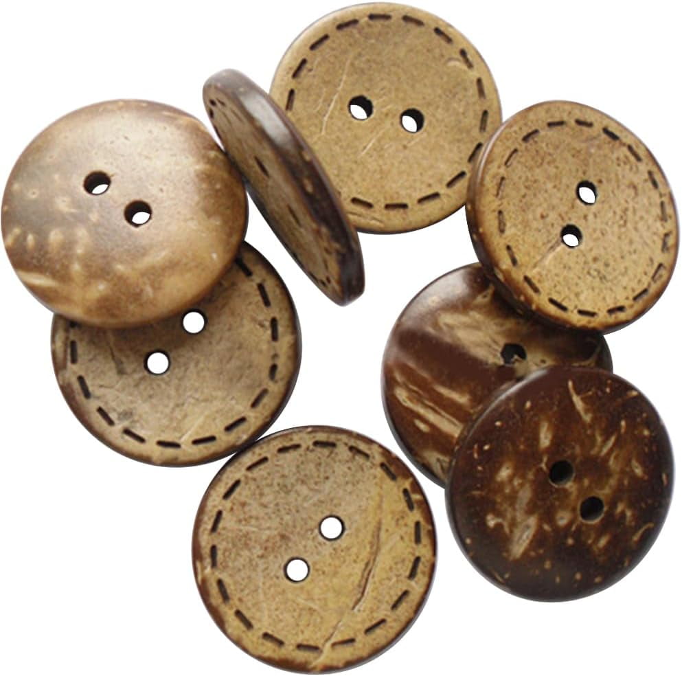 20 MM 100 Pcs 2 Holes Coco Buttons Small Brown Natural Wood Buttons ...