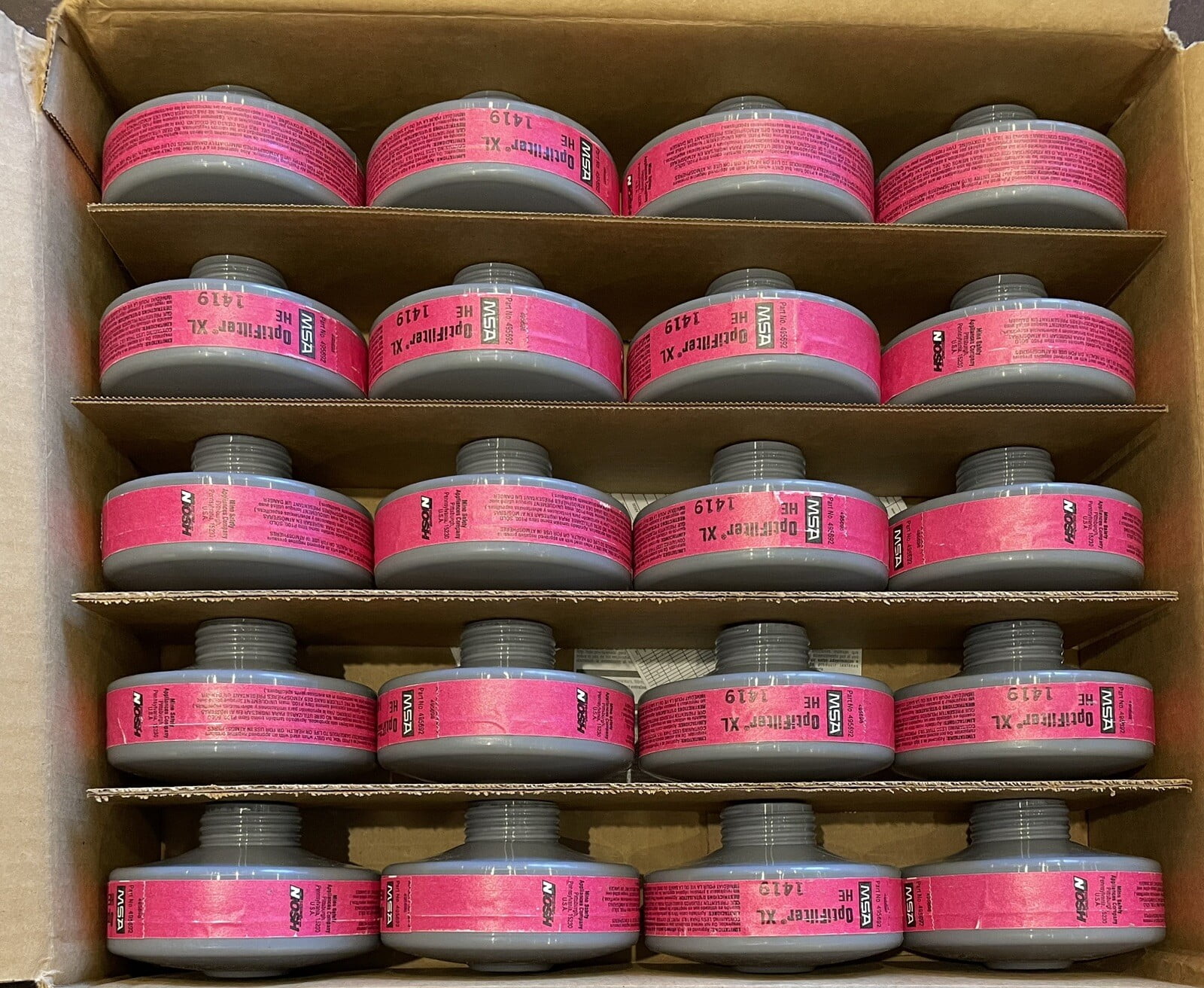 (20) MSA Optifilter XL Filter Cartridges 495692, PAPR Face Mask ...