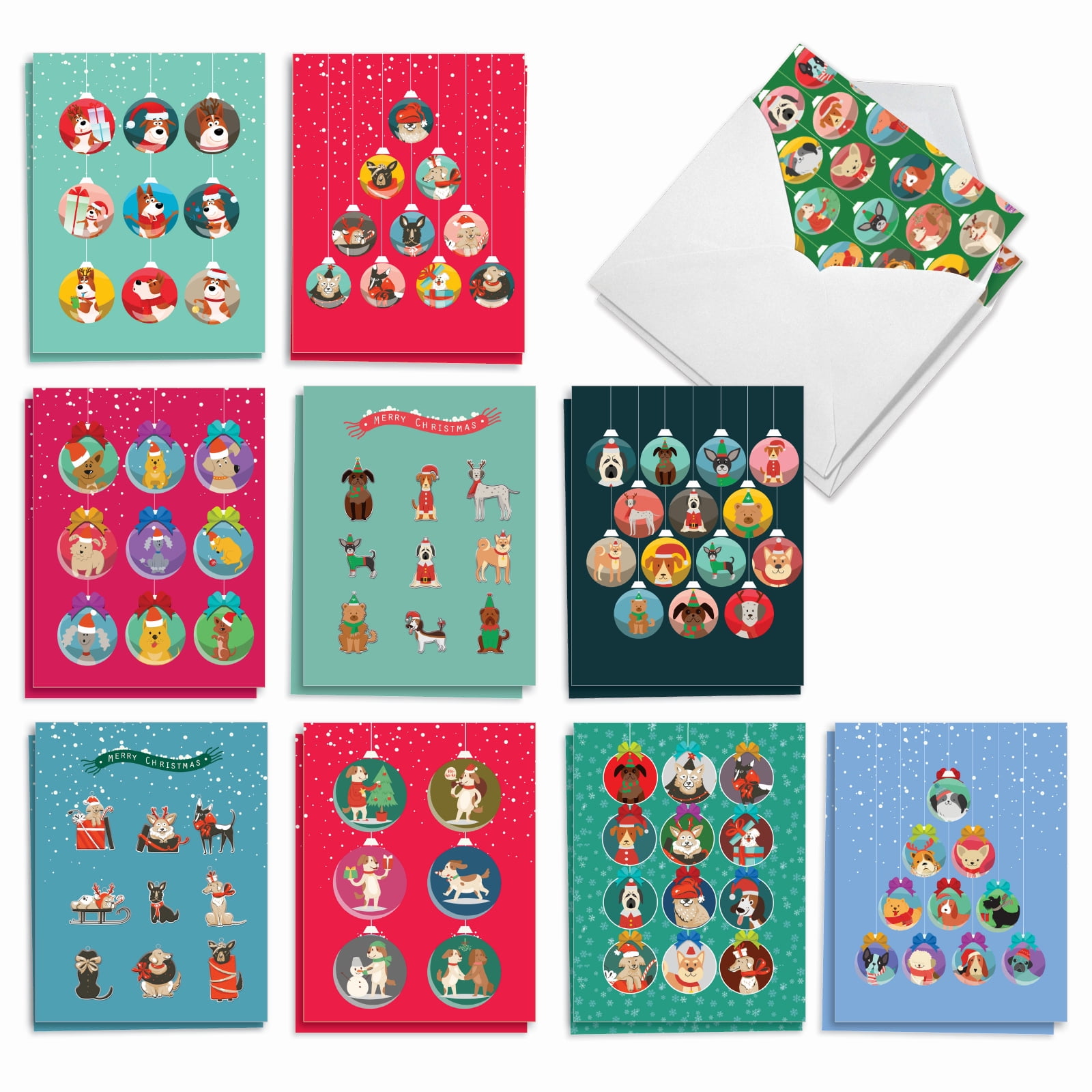 20 Merry Christmas Note Cards with Envelopes (4" x 5.12") - Dog ...