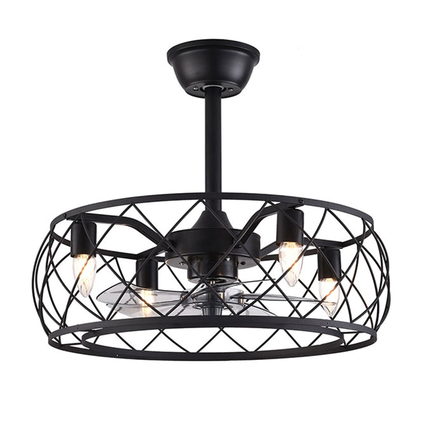 20" Metal Caged Invisible Low Profile Ceiling Fan w/ Light and Remote ...