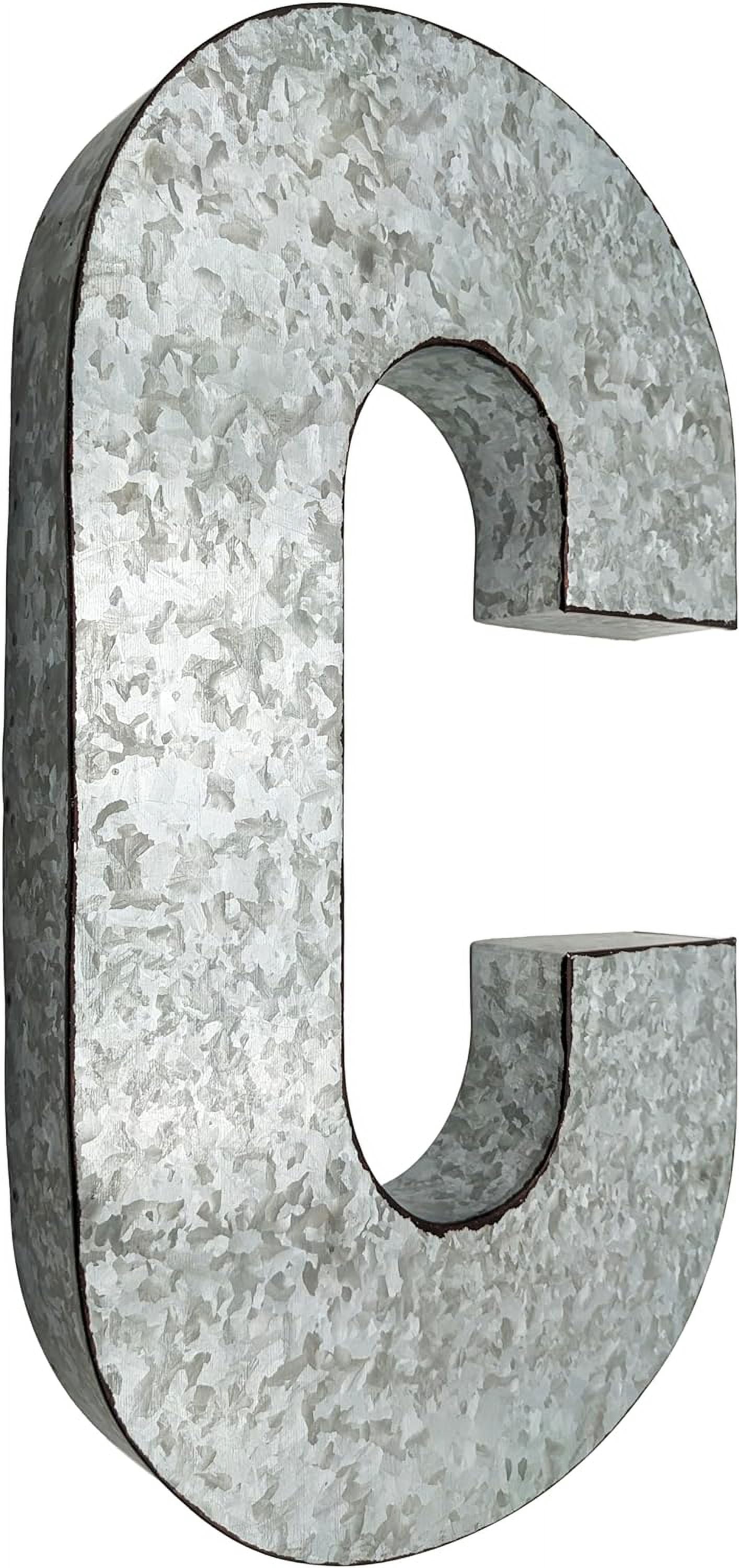 Huge 20" Metal Letter "C" Wall Decor, Silver with Rusted Edges ...