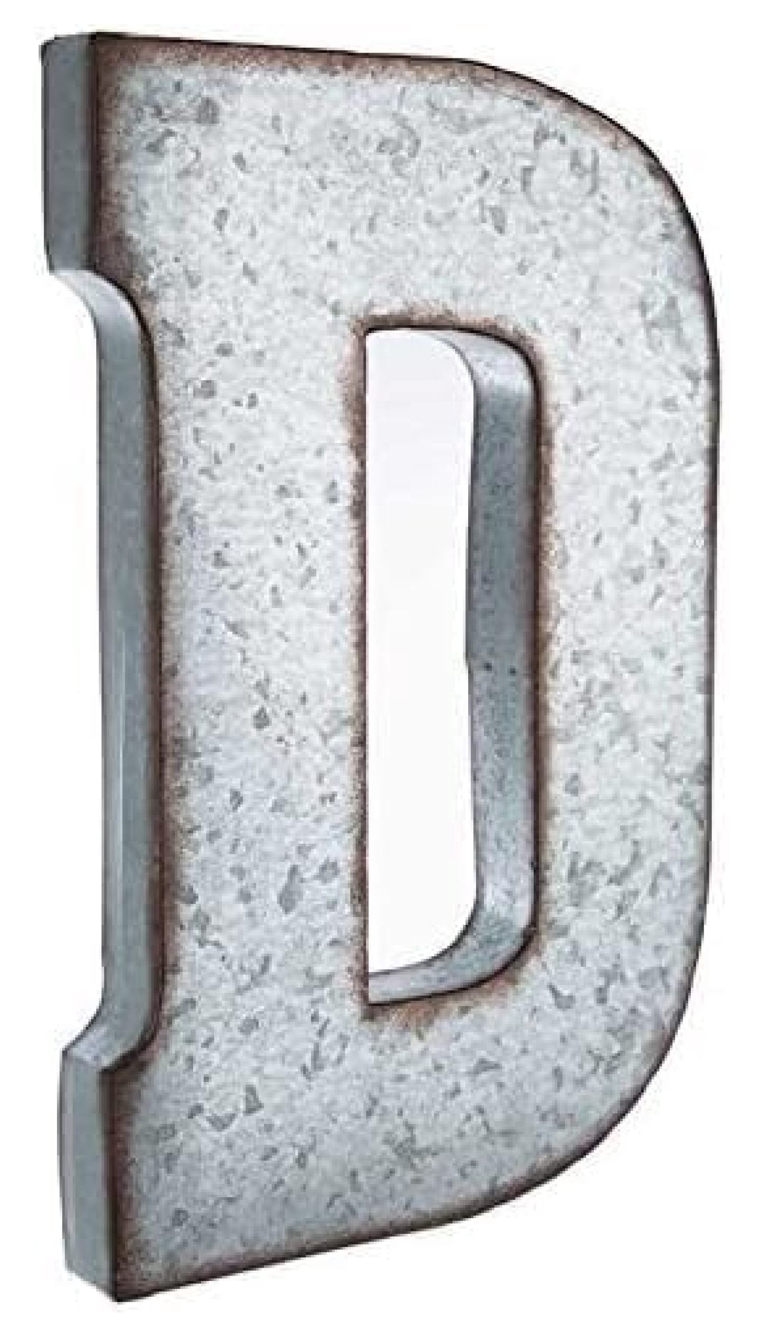 20" Metal Letter "D" Wall Decor, Silver with Rusted Edges, Galvanized ...
