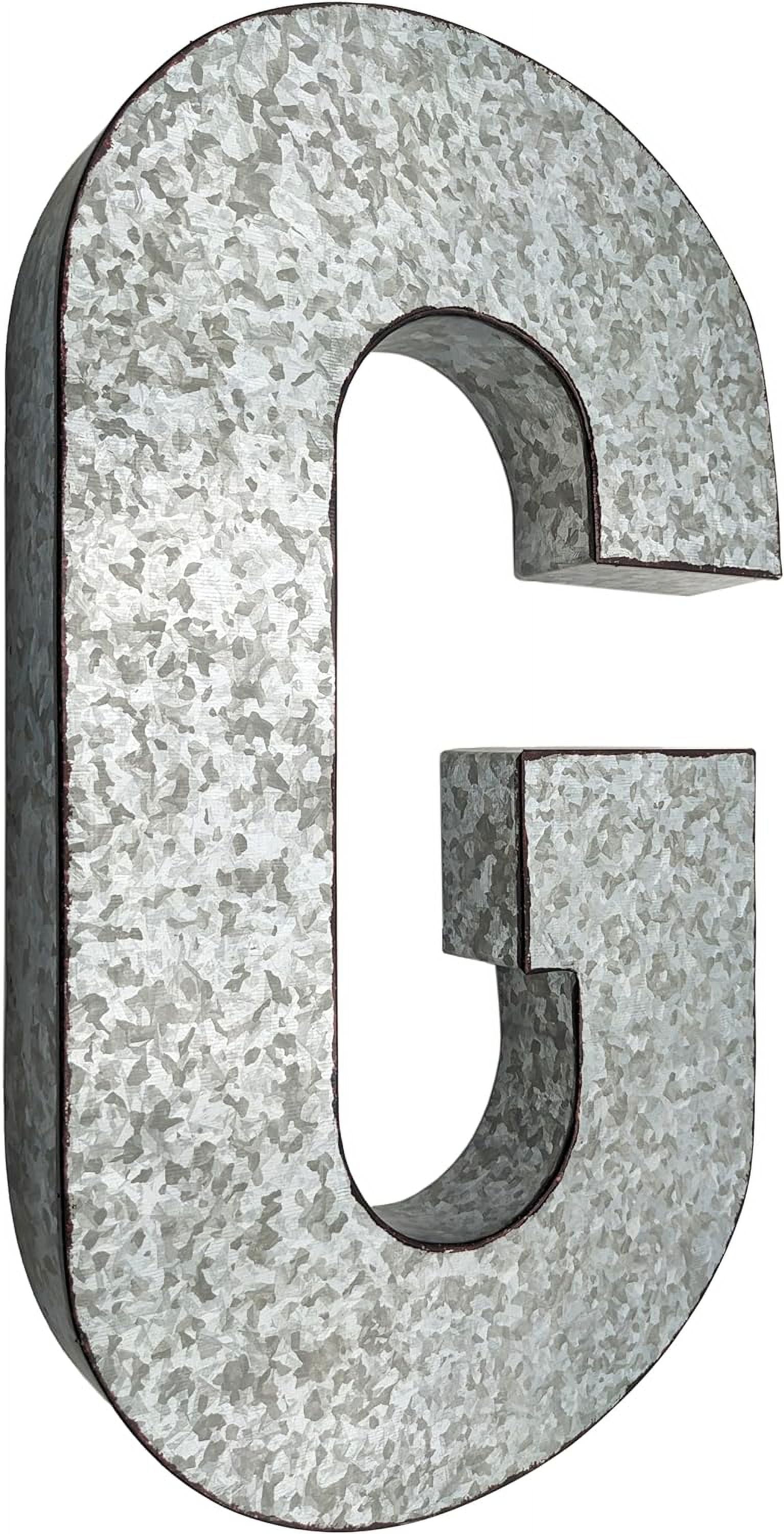 Huge 20" Metal Letter "G" Wall Decor, Silver with Rusted Edges ...