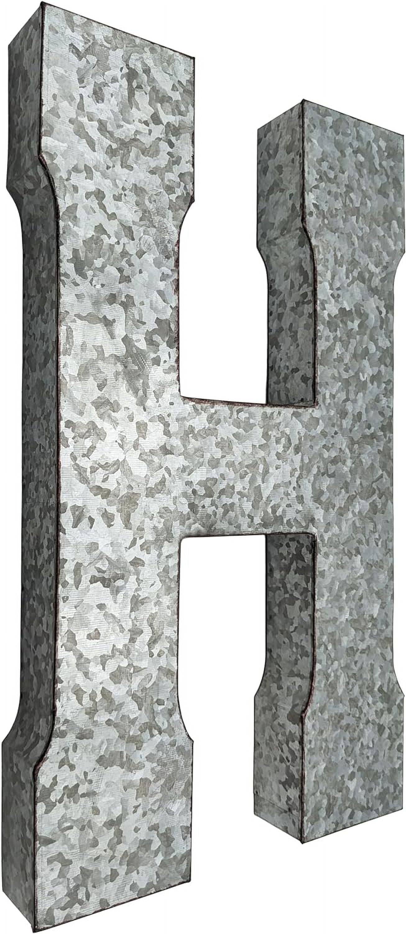 Huge 20" Metal Letter "H" Wall Decor, Silver with Rusted Edges ...