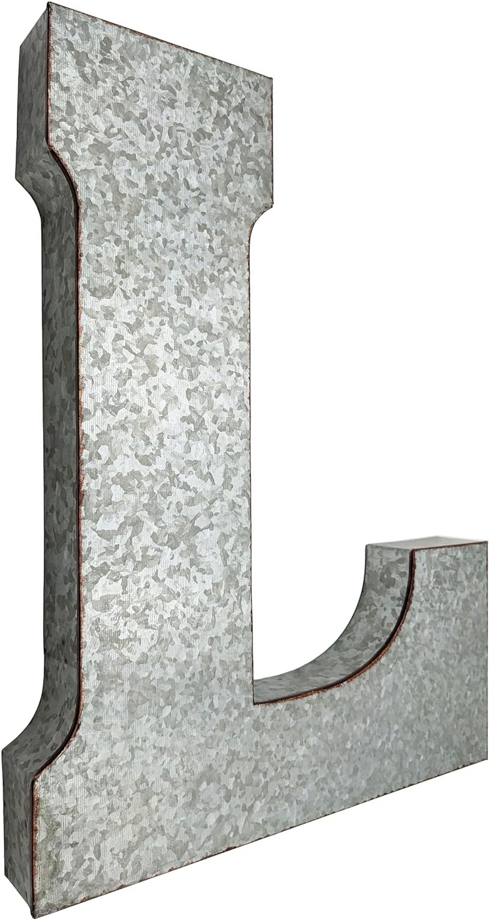 Huge 20" Metal Letter "L" Wall Decor, Silver with Rusted Edges ...