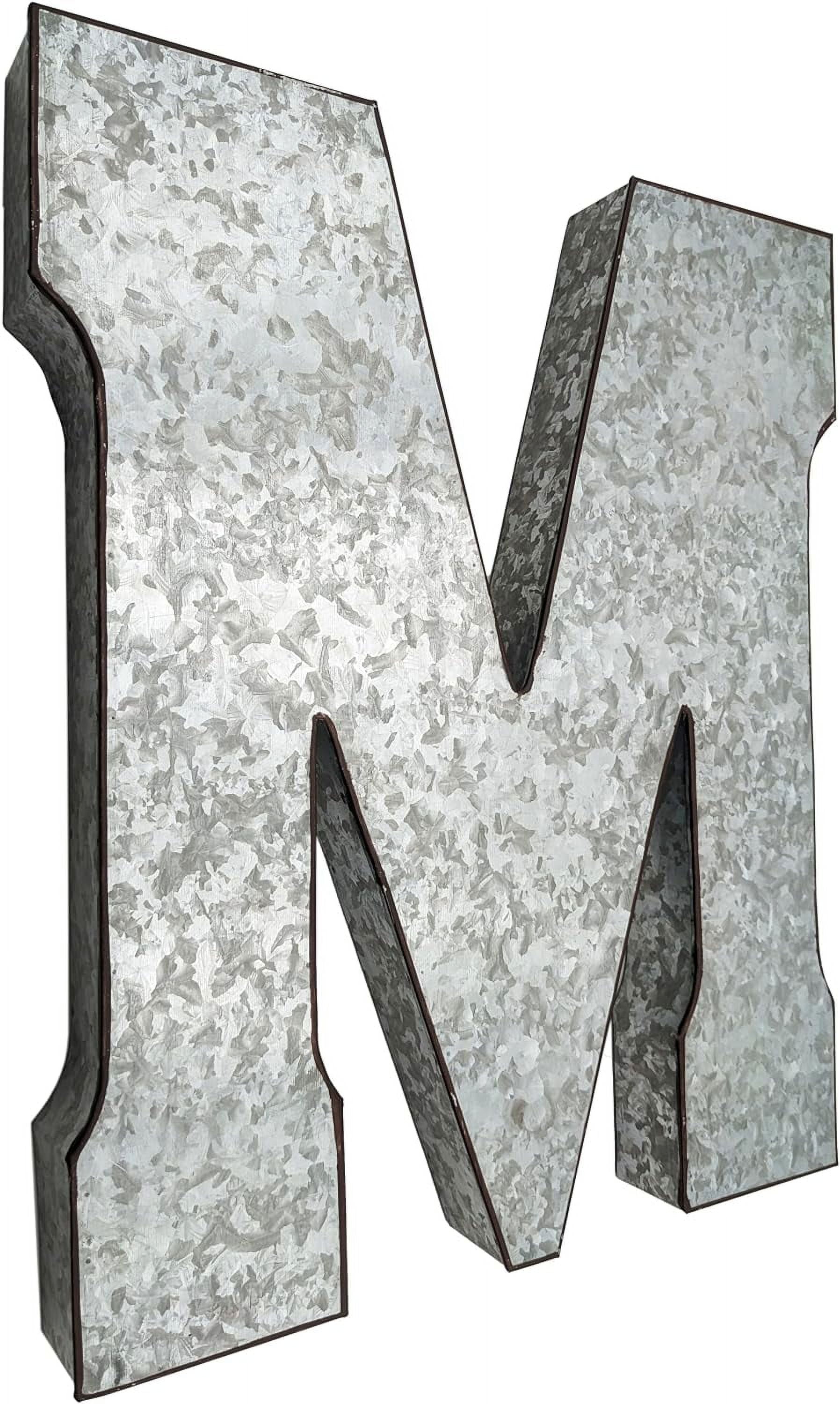 Huge 20" Metal Letter "M" Wall Decor, Silver with Rusted Edges ...