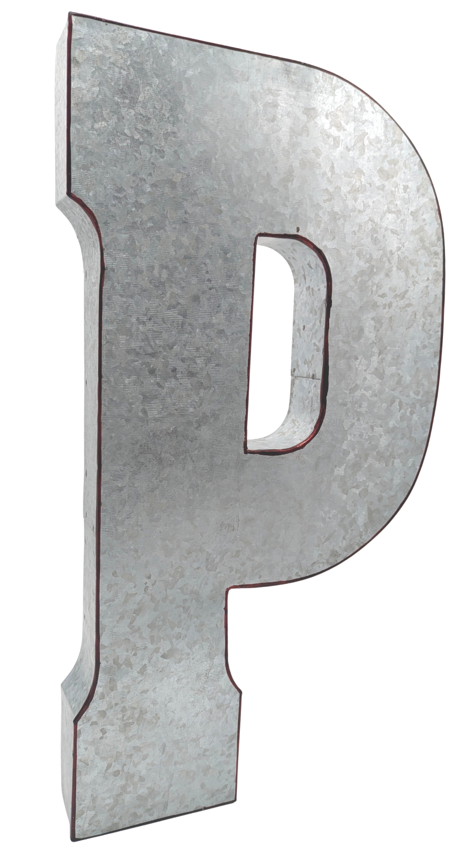 20" Metal Letter "P" Wall Decor, Silver with Rusted Edges, Galvanized ...