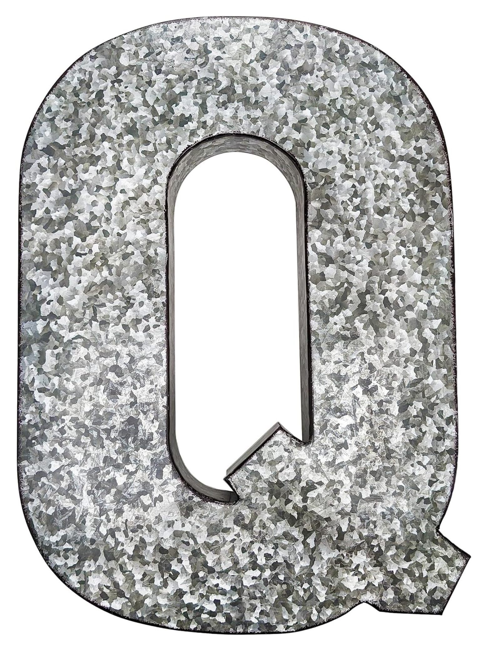 20" Metal Letter "Q" Wall Decor, Silver with Rusted Edges, Galvanized ...