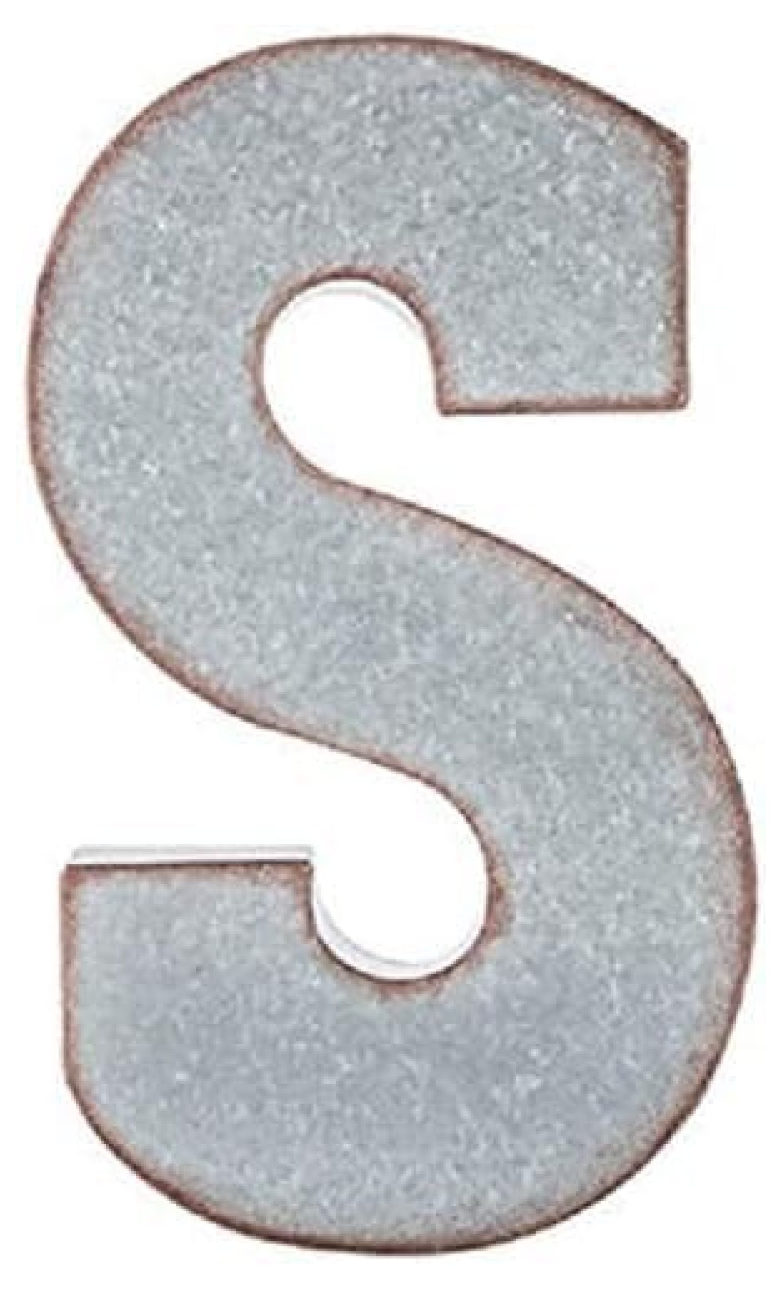 20" Metal Letter "S" Wall Decor, Silver with Rusted Edges, Galvanized ...