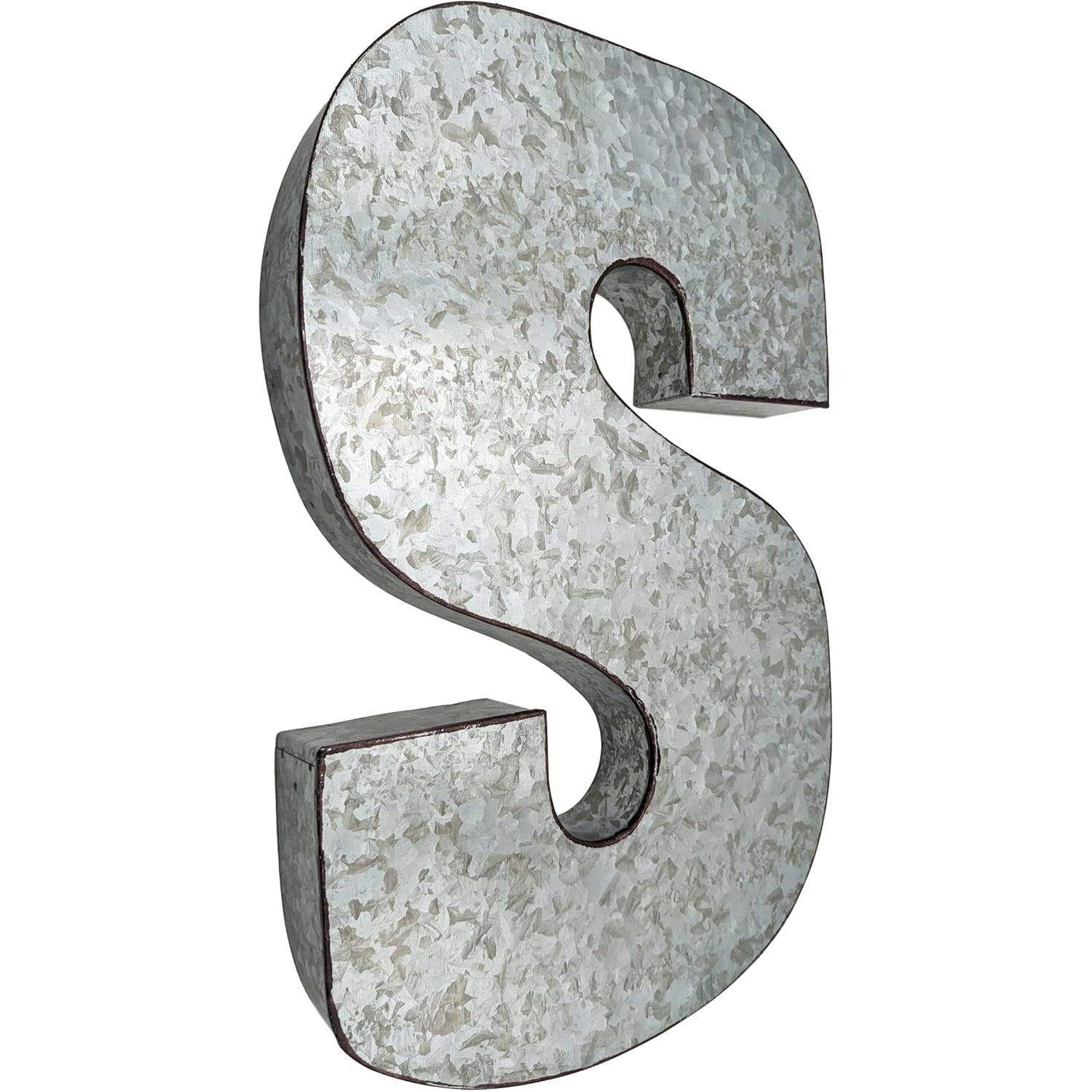 20" Metal Letter "S" Wall Decor, Silver with Rusted Edges, Galvanized ...