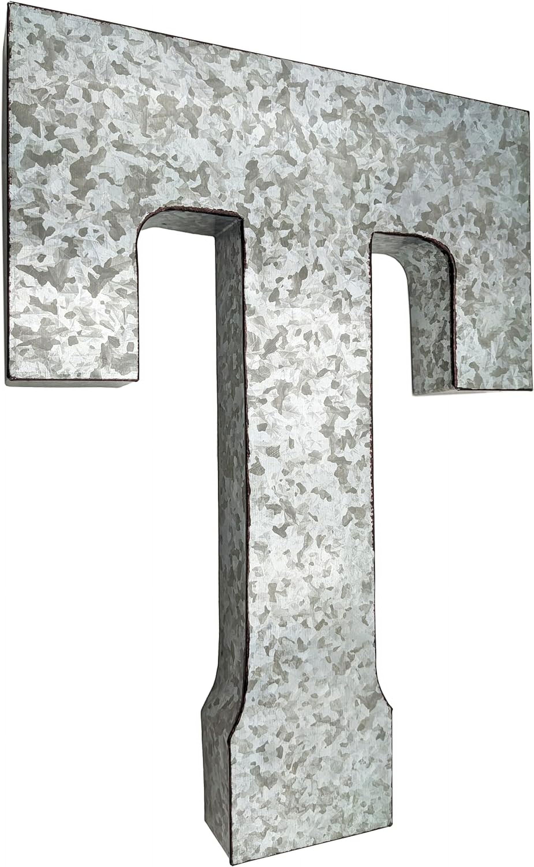 20" Metal Letter "T" Wall Decor, Silver with Rusted Edges, Galvanized ...
