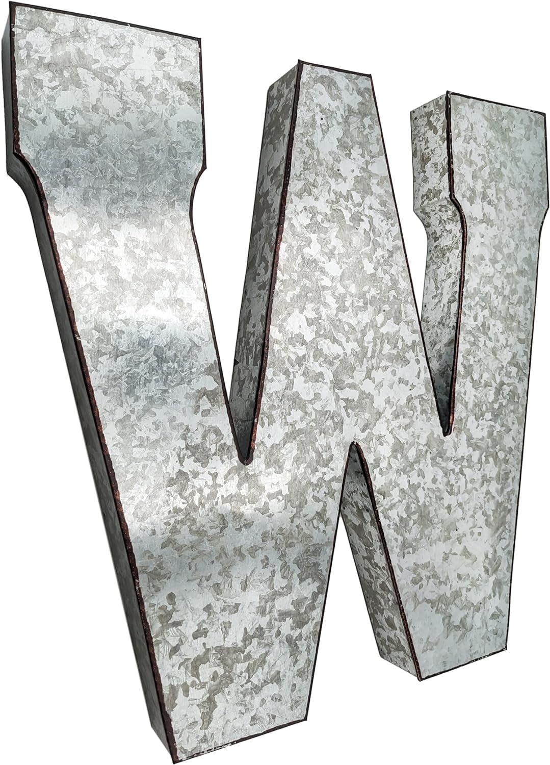 Huge 20" Metal Letter "W" Wall Decor, Silver with Rusted Edges ...